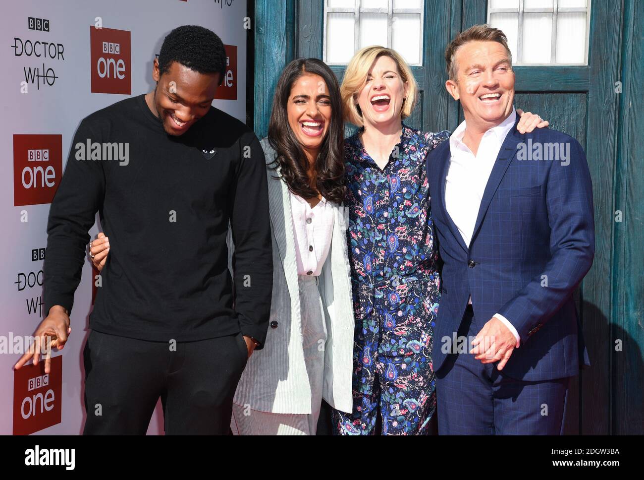 Jodie Whittaker, Mandip Gill, Tosin Cole and Bradley Walsh arriving at ...