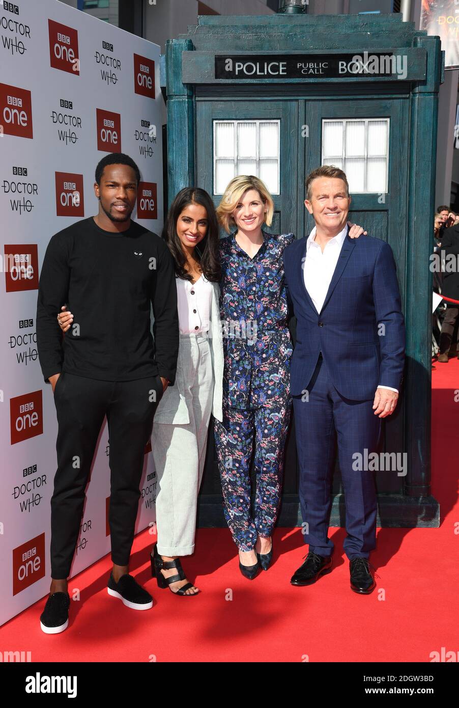 Jodie Whittaker, Mandip Gill, Tosin Cole and Bradley Walsh arriving at ...