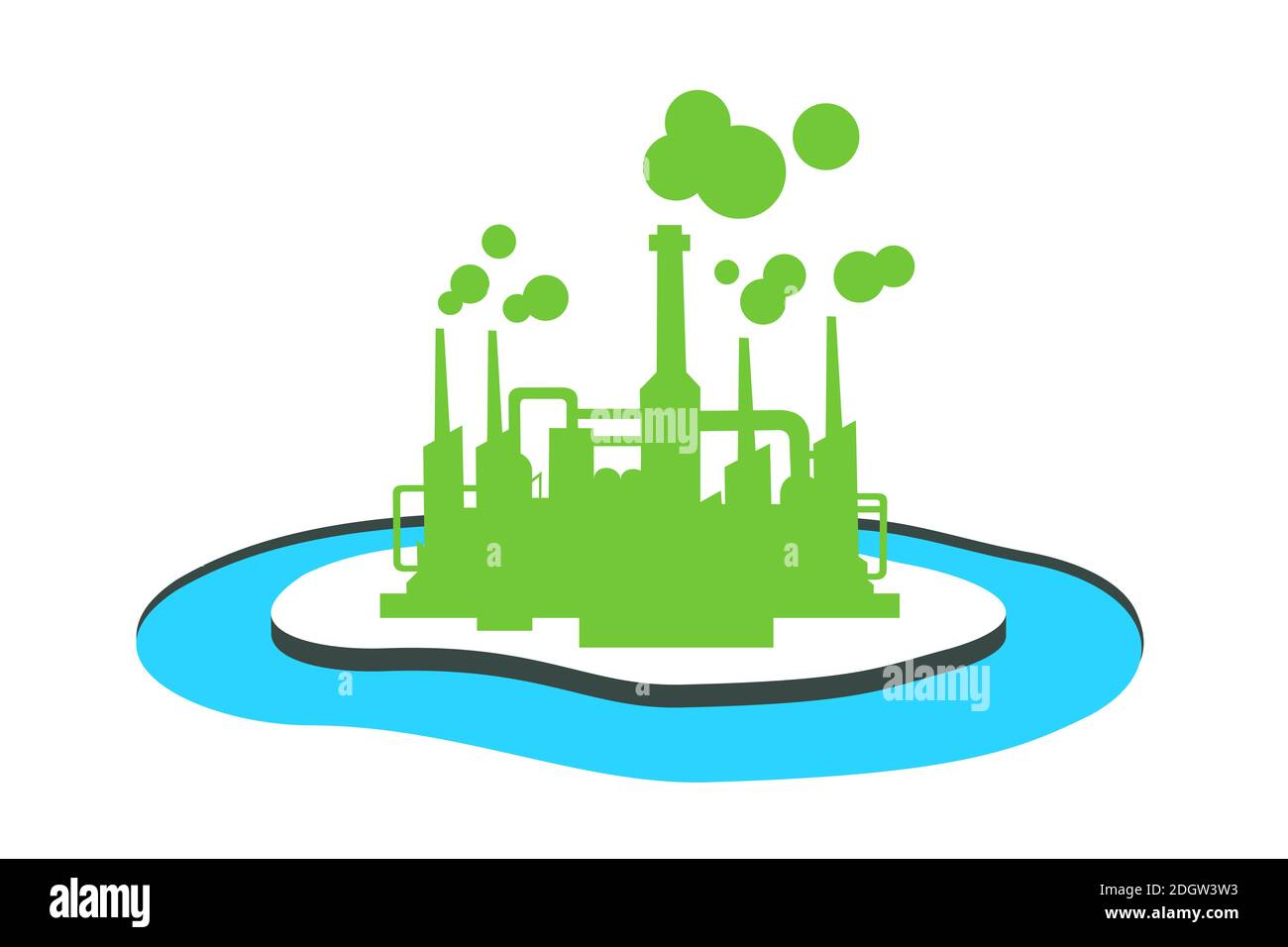 Industrial factory with moat as protection against business competitors ...