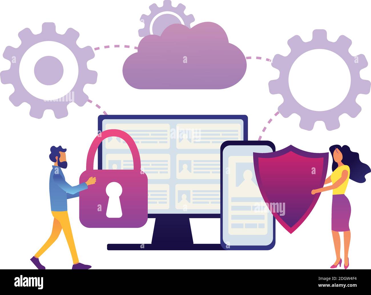 Personal data protection cartoon Stock Vector Images - Alamy