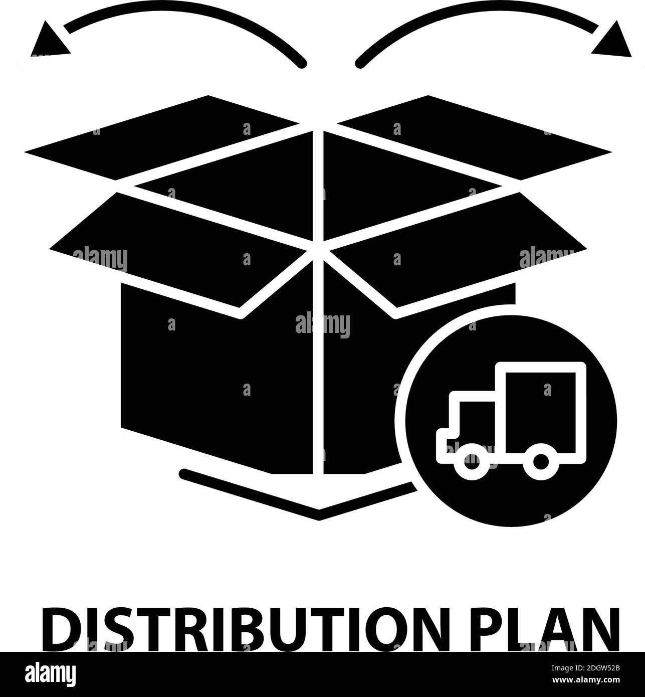 distribution plan icon, black vector sign with editable strokes ...