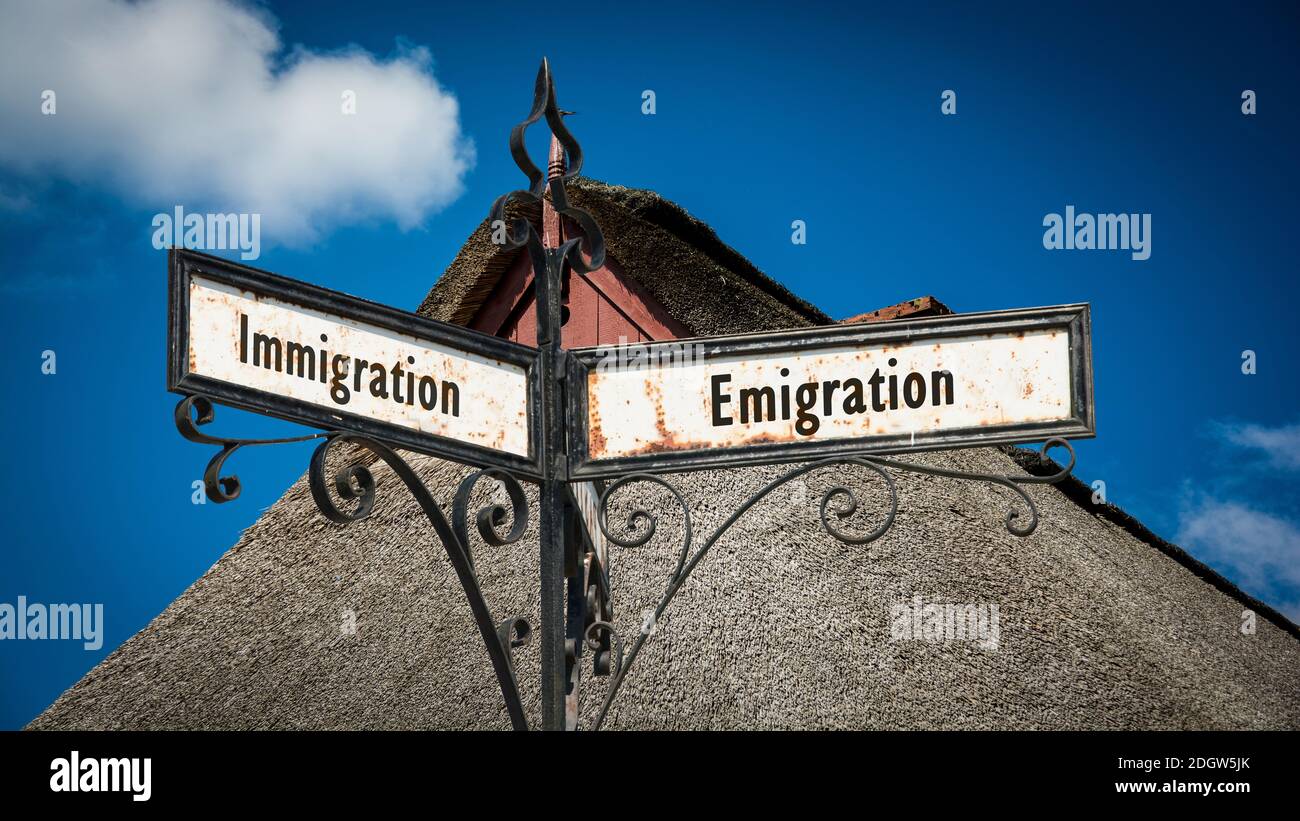 Street Sign Emigration versus Immigration Stock Photo - Alamy