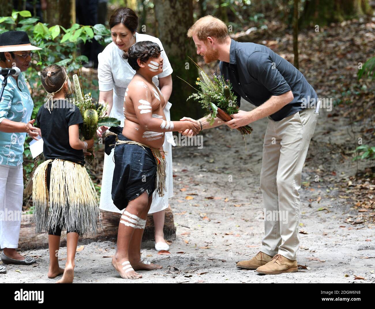 Prince Harry Duke of Sussex meets the Butchulla people and the Premiere ...