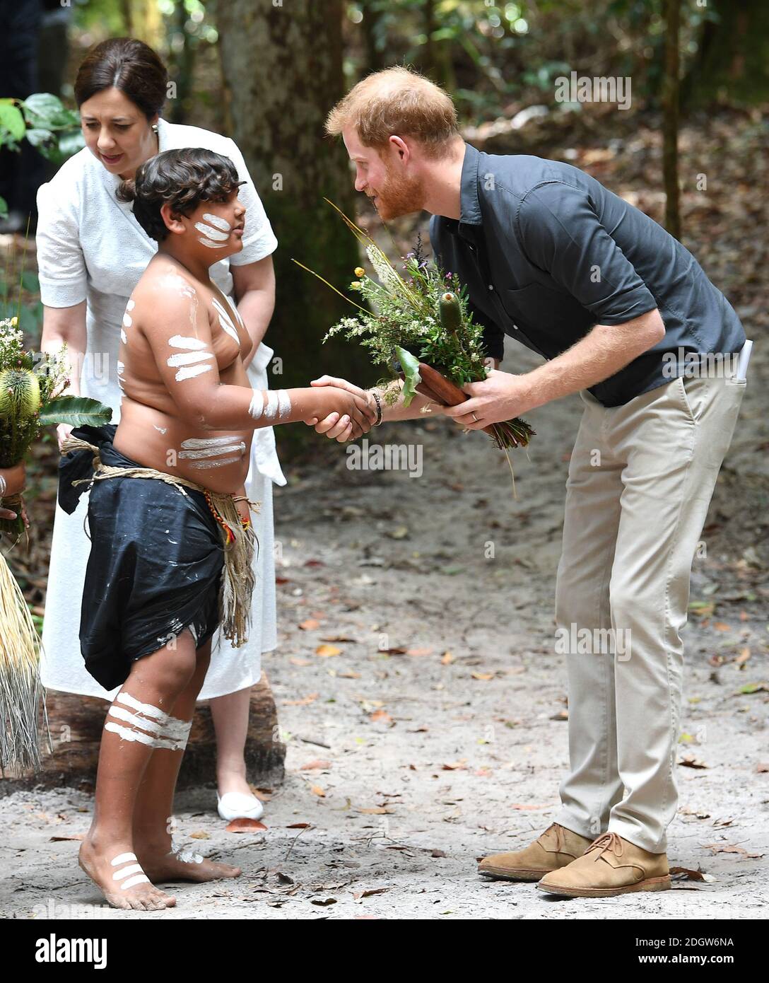 Prince Harry Duke of Sussex meets the Butchulla people and the Premiere ...