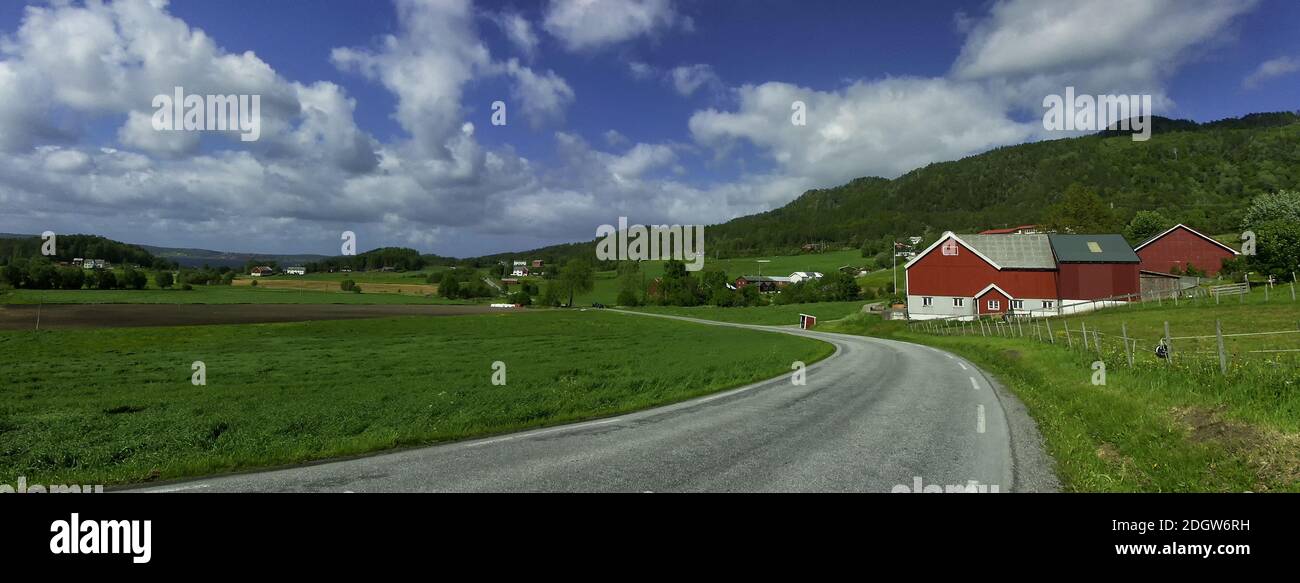 Norwegian agricultural landscape in the fjords: endless pastures ...