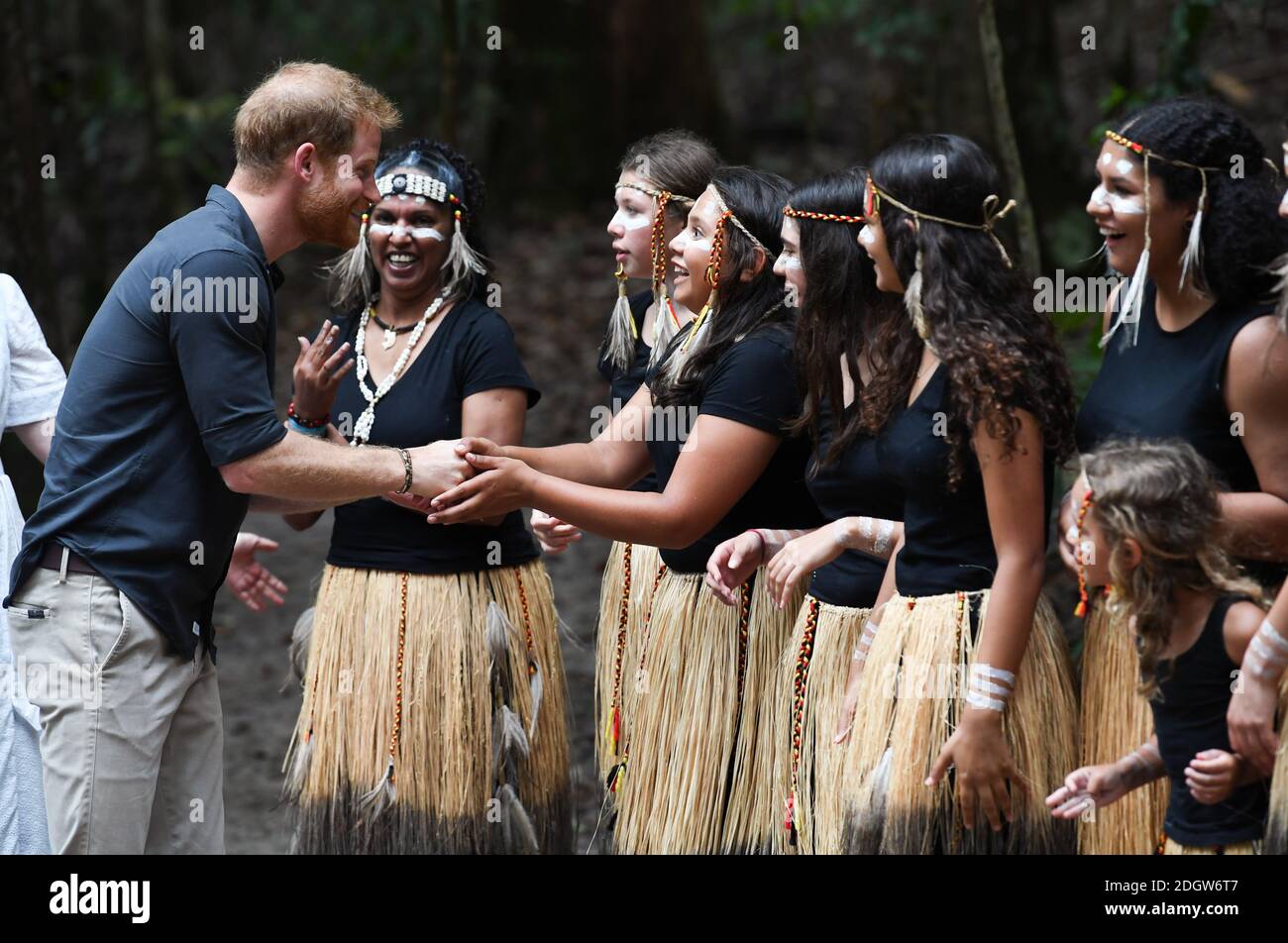 Prince Harry Duke of Sussex meets the Butchulla people and the Premiere ...
