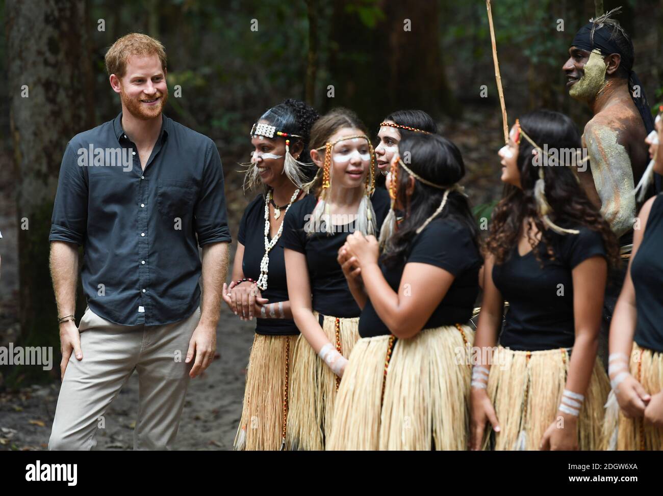 Prince Harry Duke of Sussex meets the Butchulla people and the Premiere ...