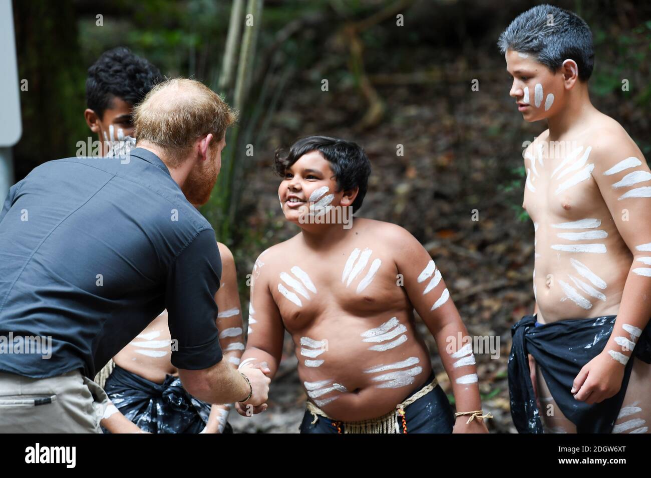 Prince Harry Duke of Sussex meets the Butchulla people and the Premiere ...