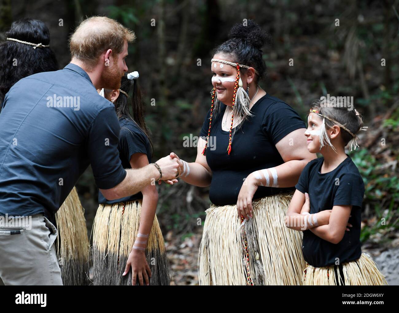 Prince Harry Duke of Sussex meets the Butchulla people and the Premiere ...