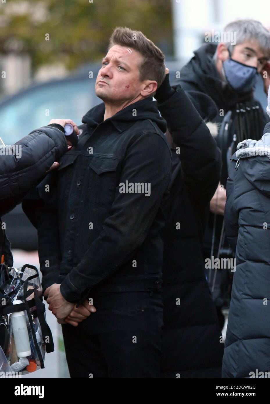 December 08, 2020 Jeremy Renner shooting on location for Marvel's ...
