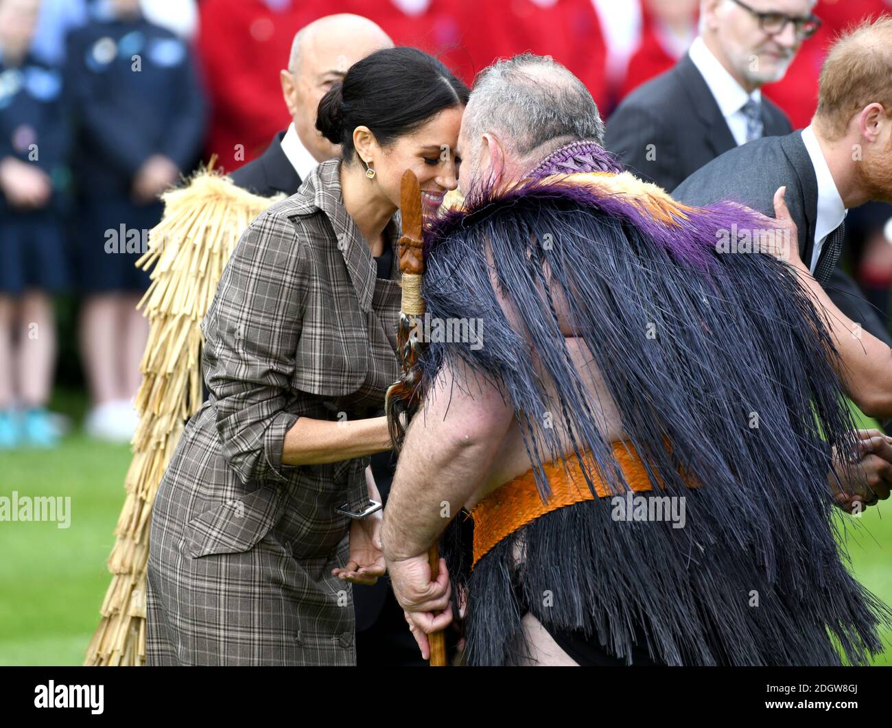 Meghan The Duchess of Sussex receives a hongi, a traditional Maori ...