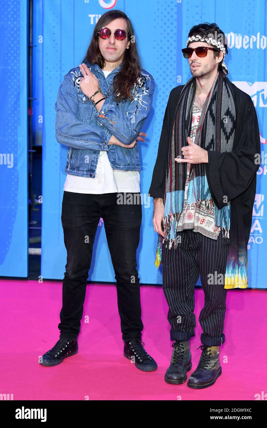 Gilbert Vierich and Sebastian Pringle of Crystal Fighters attending the ...