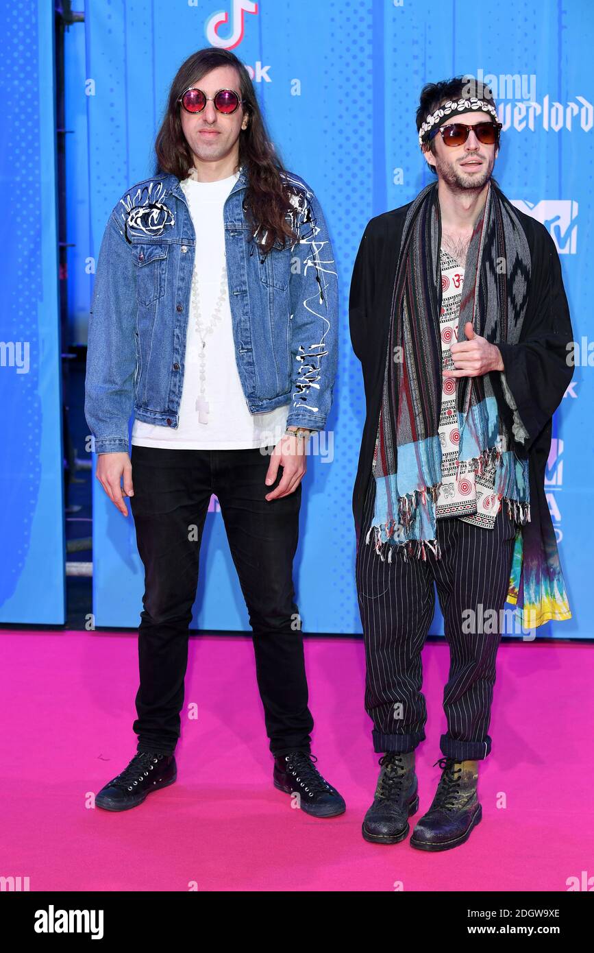 Gilbert Vierich and Sebastian Pringle of Crystal Fighters attending the ...