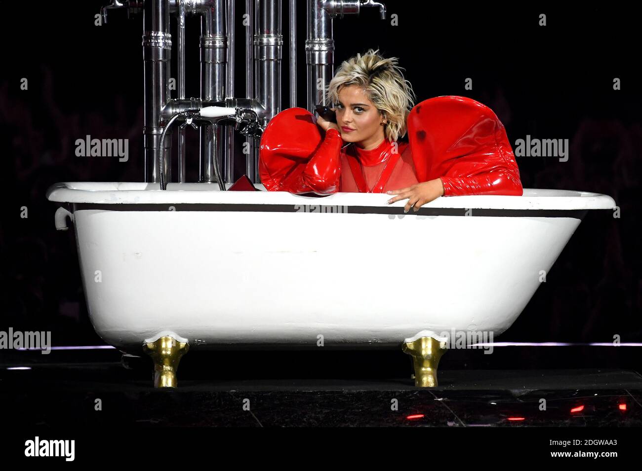 Bebe Rexha on stage during the MTV Europe Music Awards 2018 held at the ...