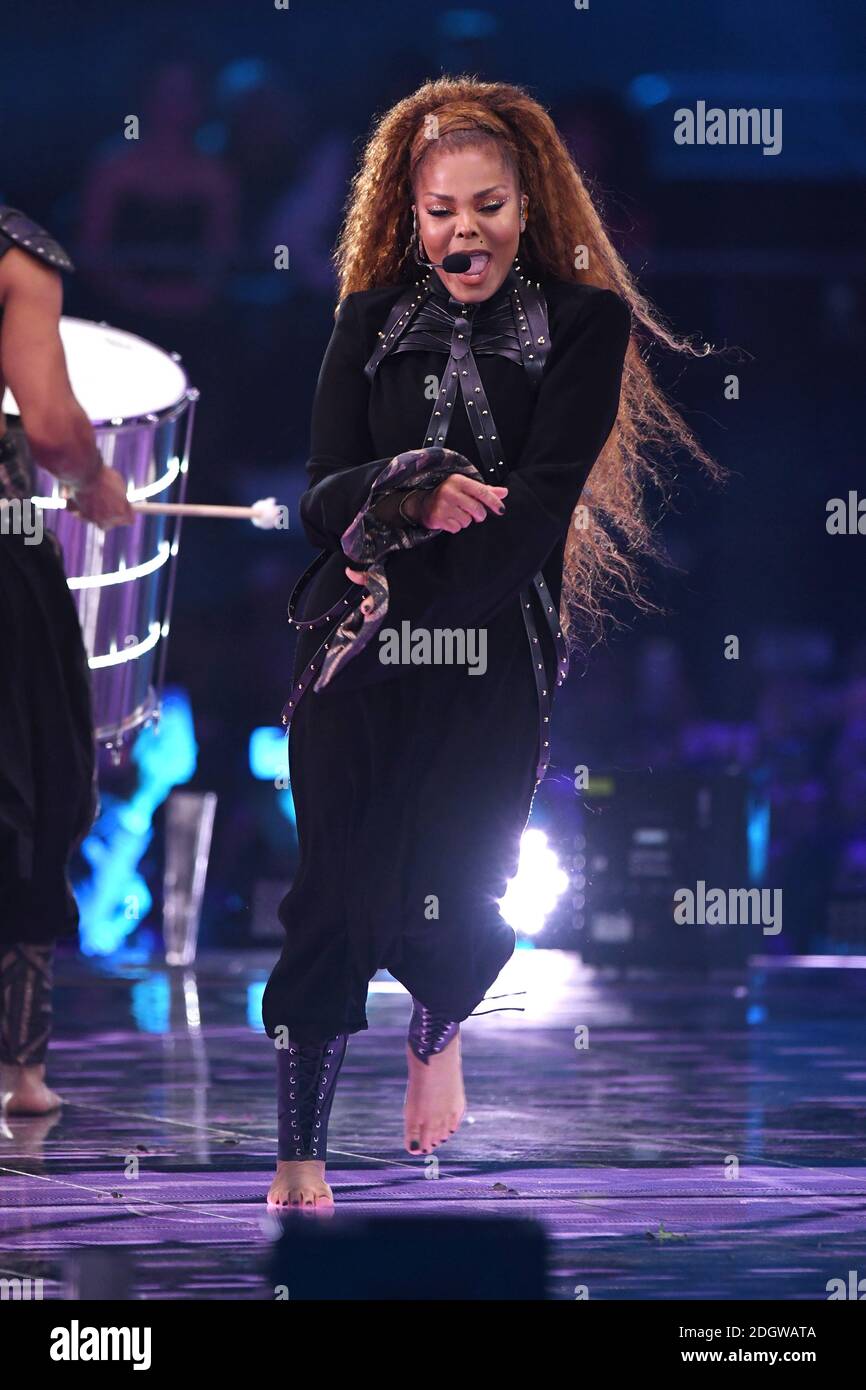 Janet Jackson on stage at the MTV Europe Music Awards 2018 held at the ...