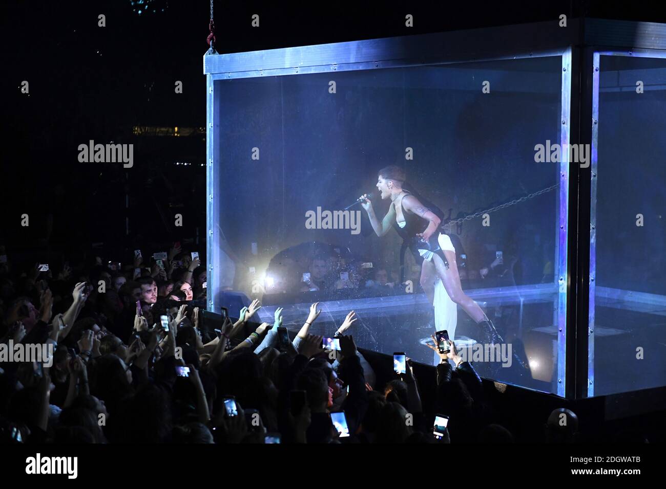 Halsey performs on stage at the MTV Europe Music Awards 2018 held at ...