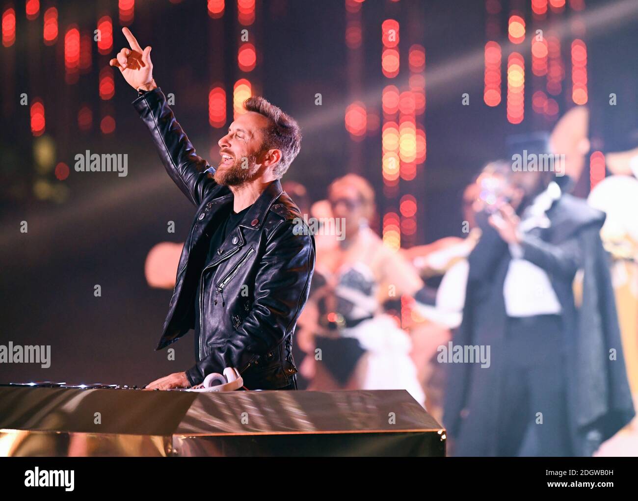 David Guetta performs on stage at the MTV Europe Music Awards 2018 held ...