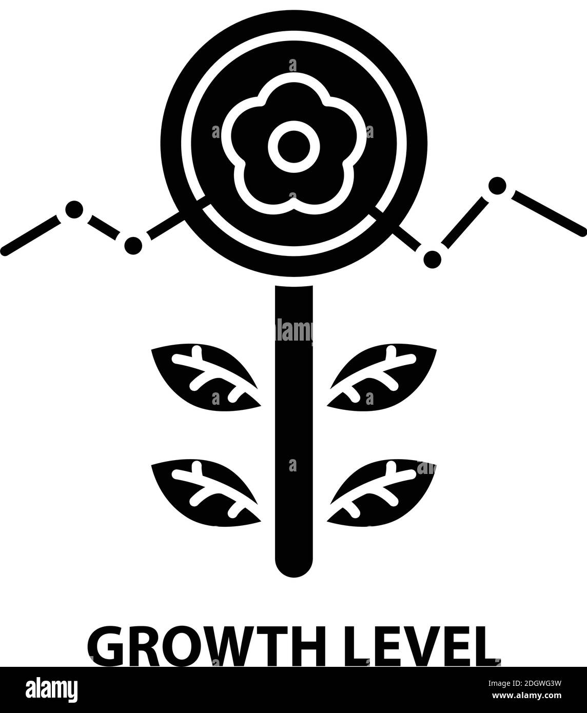 growth level icon, black vector sign with editable strokes, concept ...