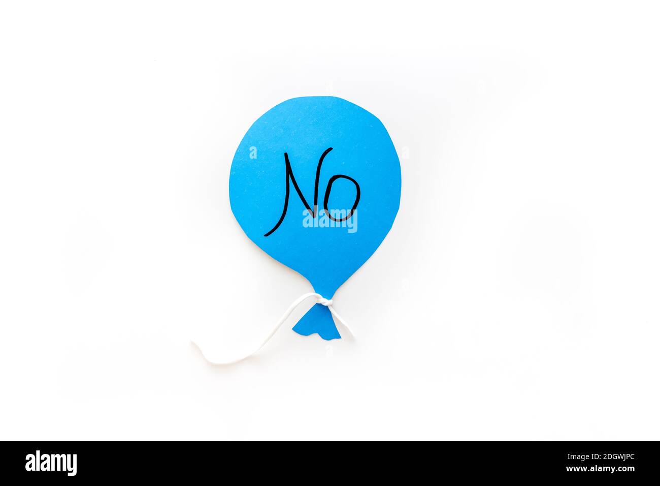 No rejection - decision concept. Word No on paper banner, top view ...