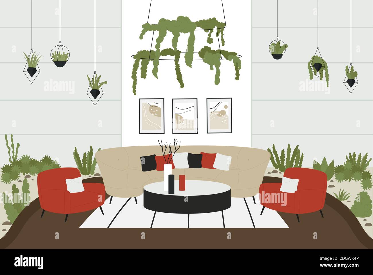 Modern furnished apartment Stock Vector Images - Alamy