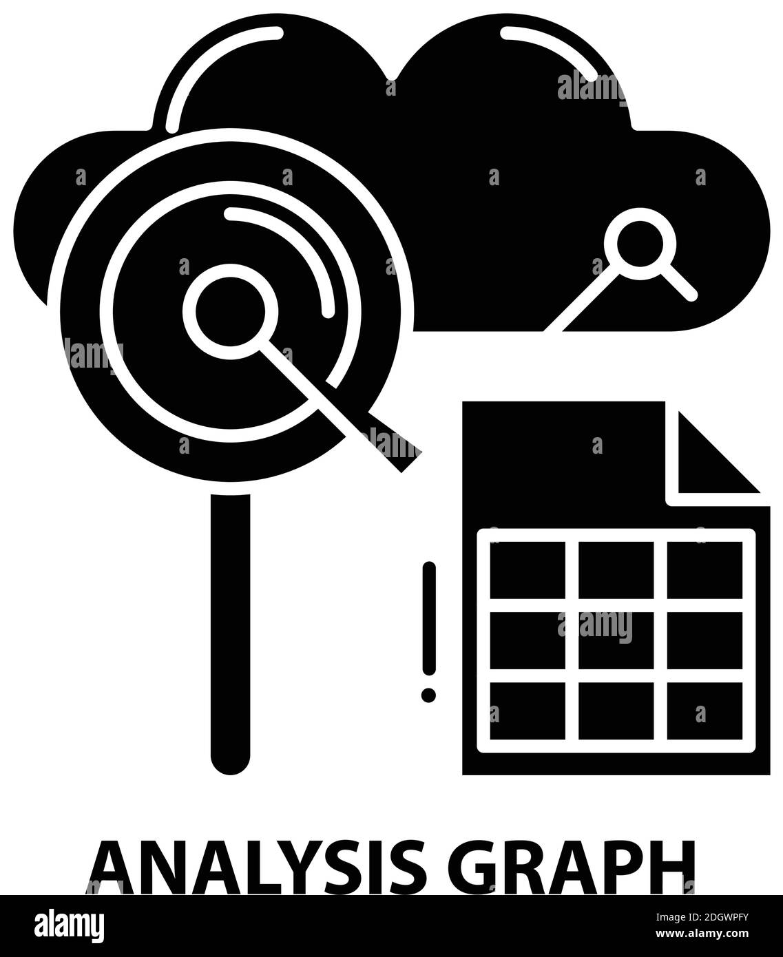 analysis graph icon, black vector sign with editable strokes, concept ...