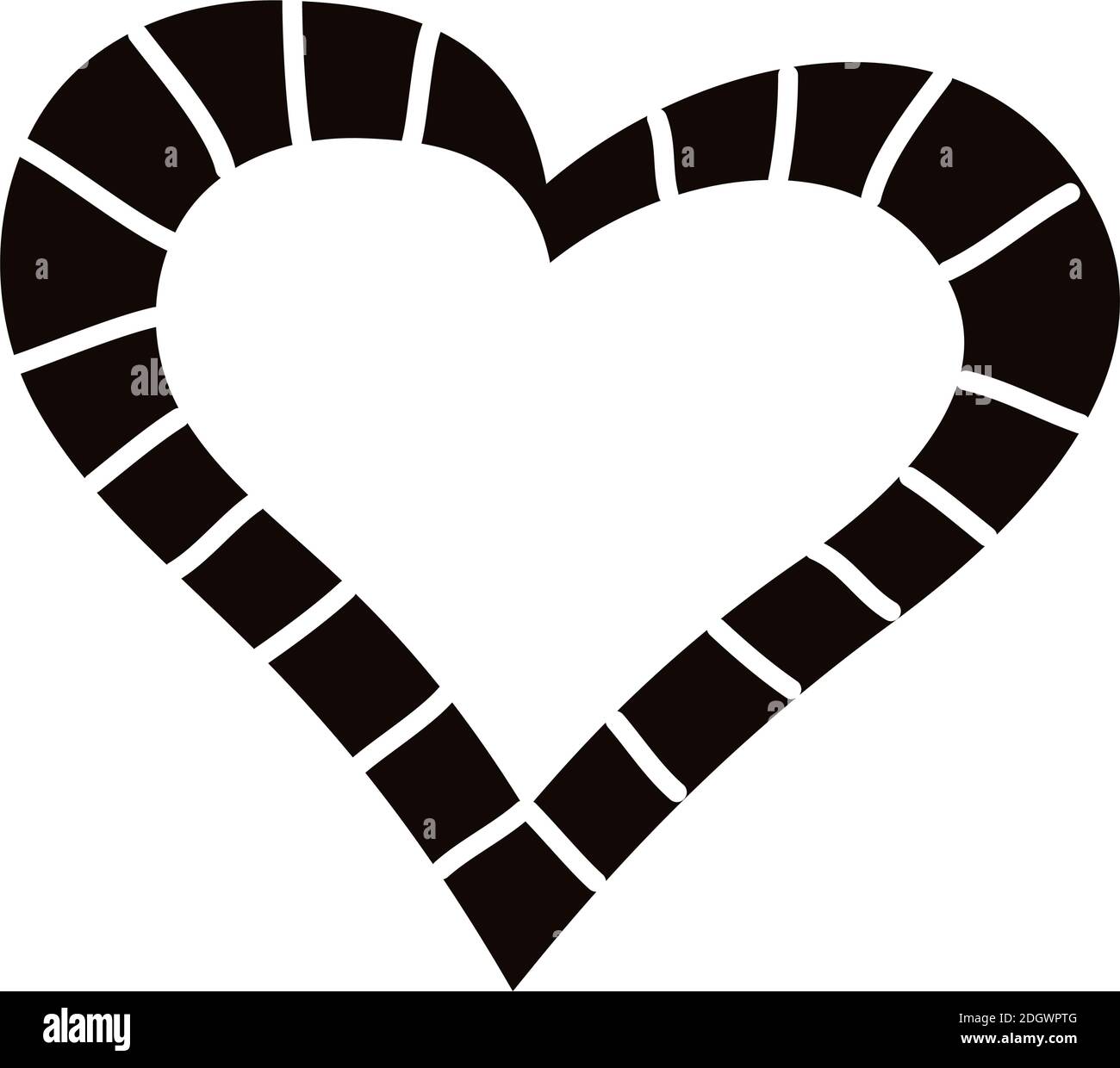 striped border heart love romantic silhouette style icon vector ...