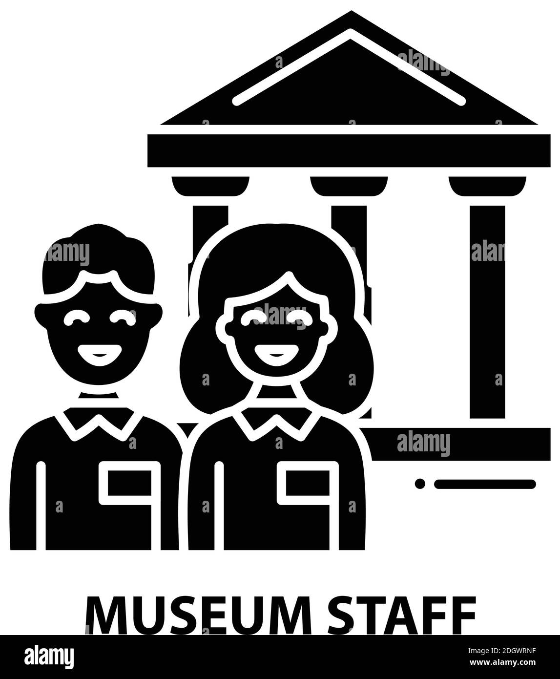 museum staff icon, black vector sign with editable strokes, concept ...