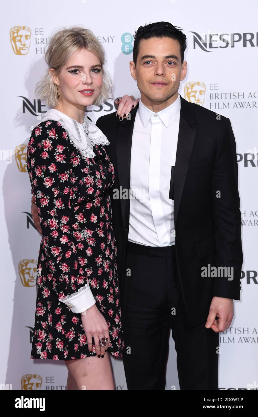 Lucy Boynton and Remi Malek attending the Nespresso British Academy ...