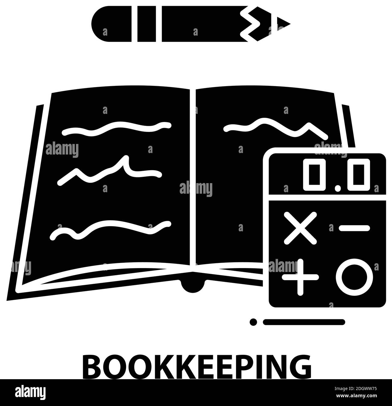bookkeeping icon, black vector sign with editable strokes, concept ...