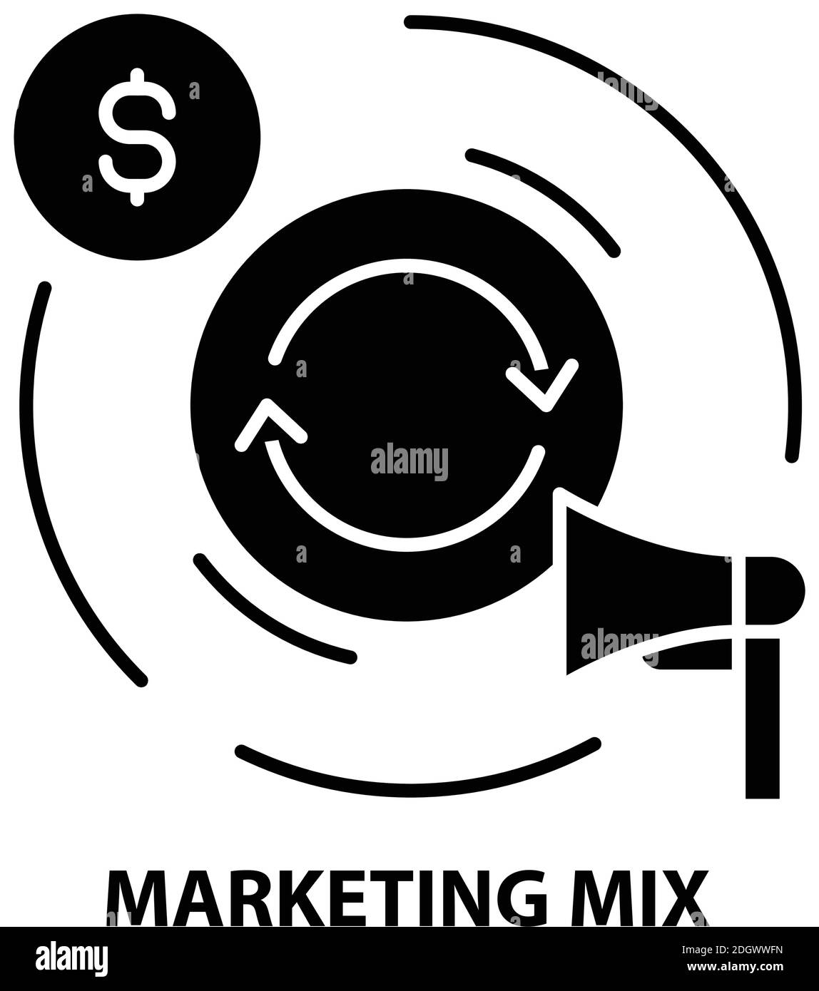 marketing mix symbol icon, black vector sign with editable strokes ...