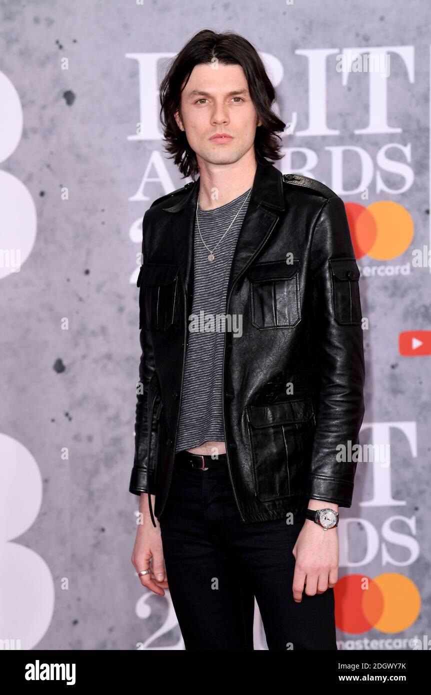 James Bay attending the Brit Awards 2019 at the O2 Arena, London. Photo ...