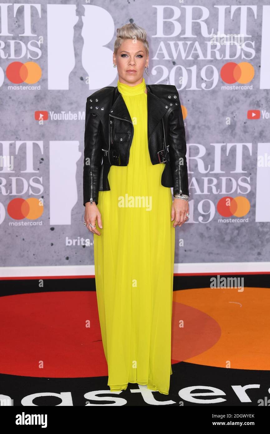Pink attending the Brit Awards 2019 at the O2 Arena, London. Photo ...