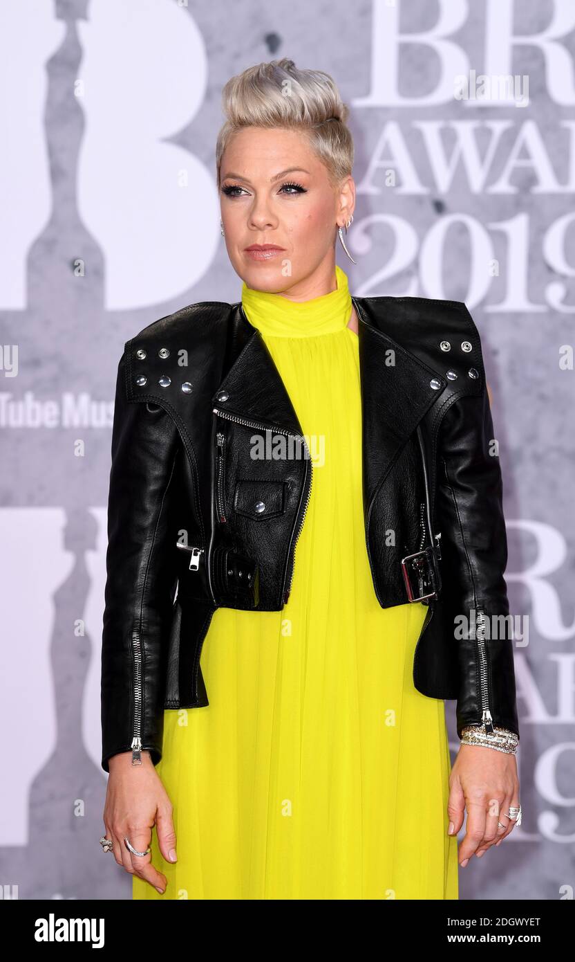 Pink attending the Brit Awards 2019 at the O2 Arena, London. Photo ...