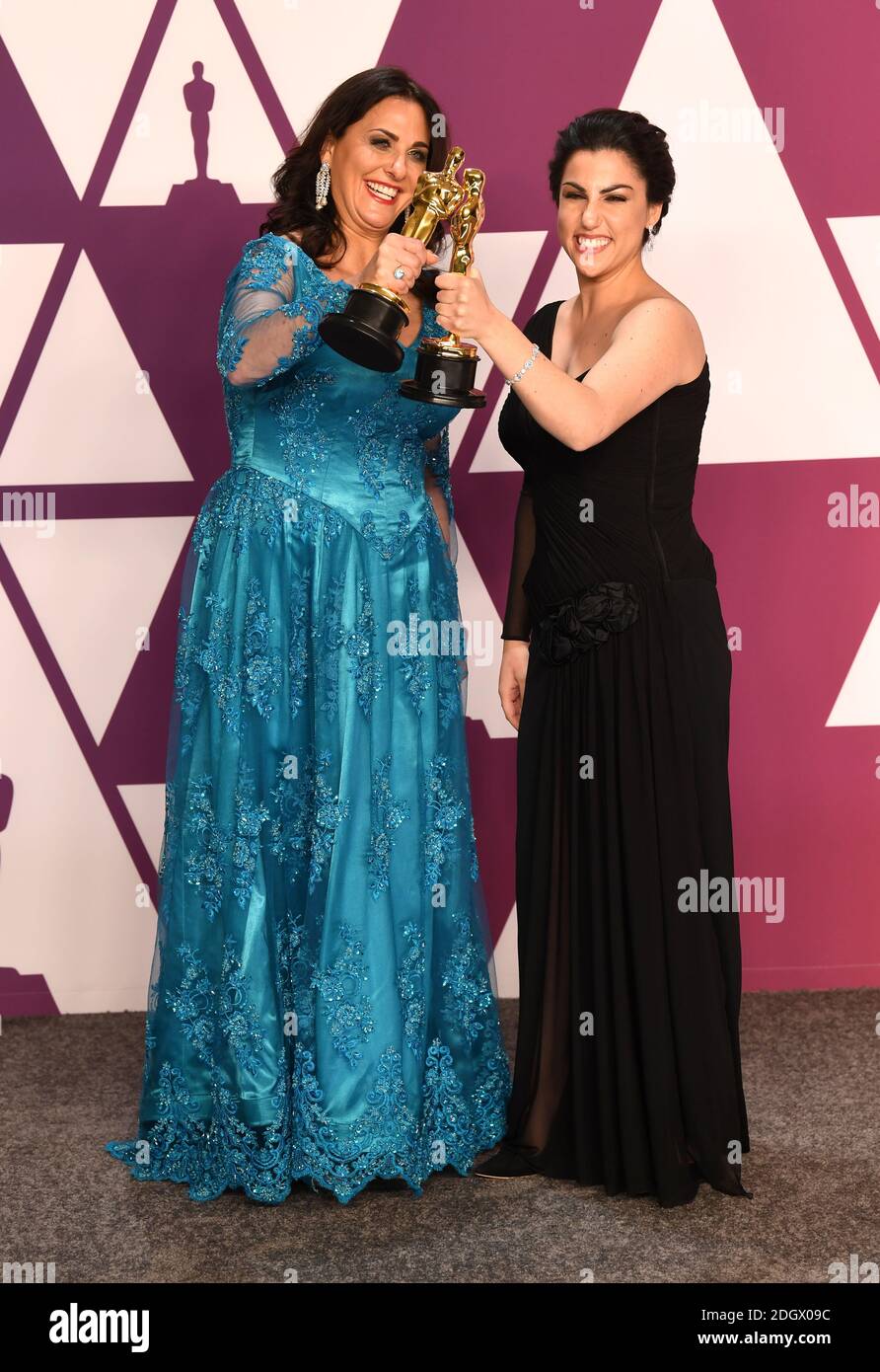 Melissa Berton and Rayka Zehtabchi with the award for best Documentary ...
