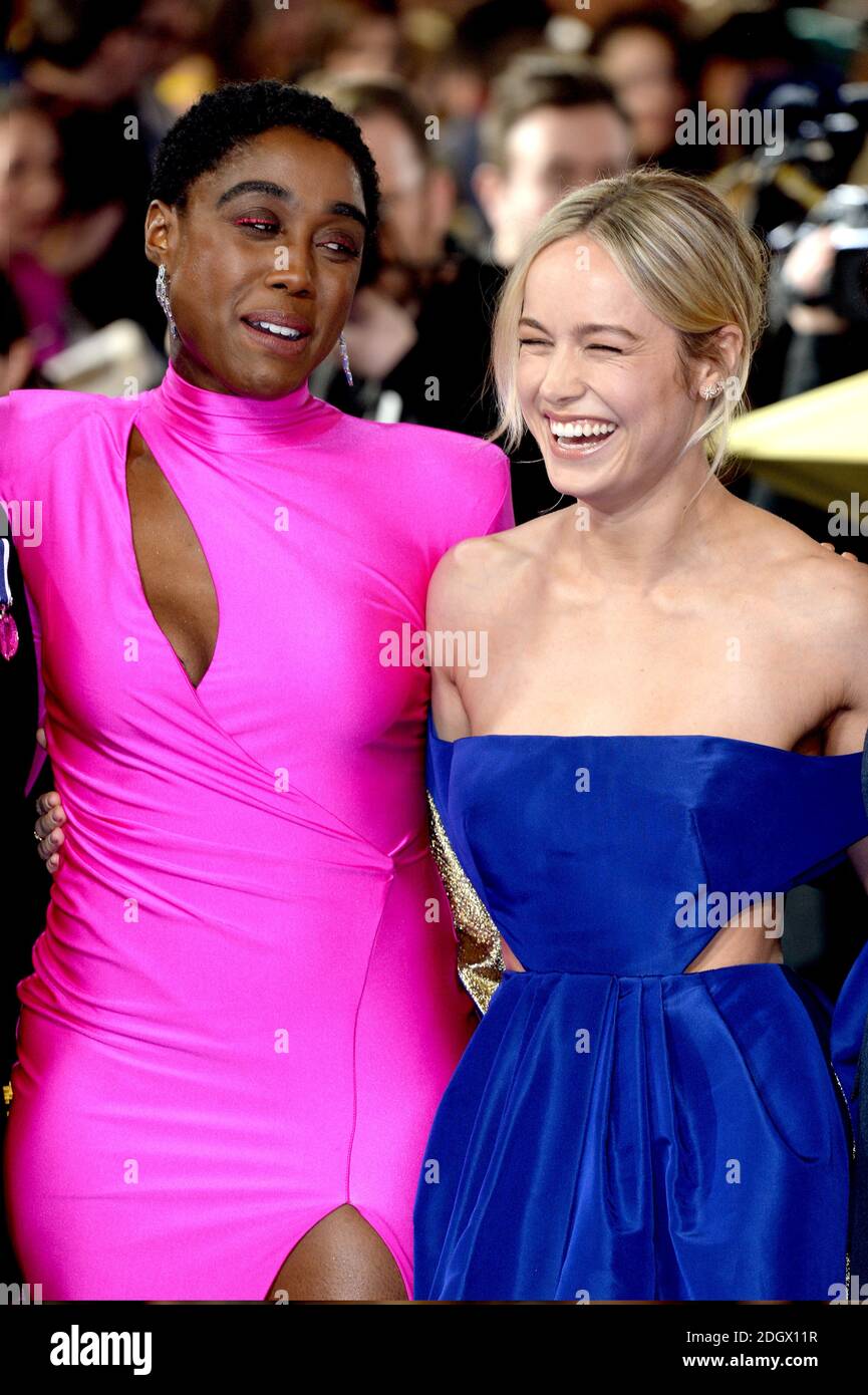 Lashana Lynch (left) and Brie Larson attending the European premiere of ...