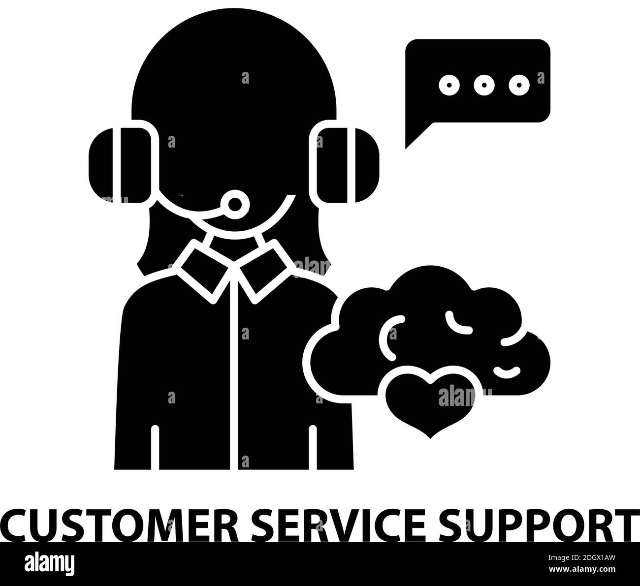 customer service support icon, black vector sign with editable strokes ...