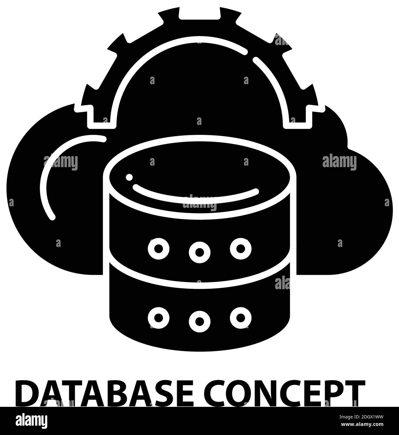 database concept icon, black vector sign with editable strokes, concept ...