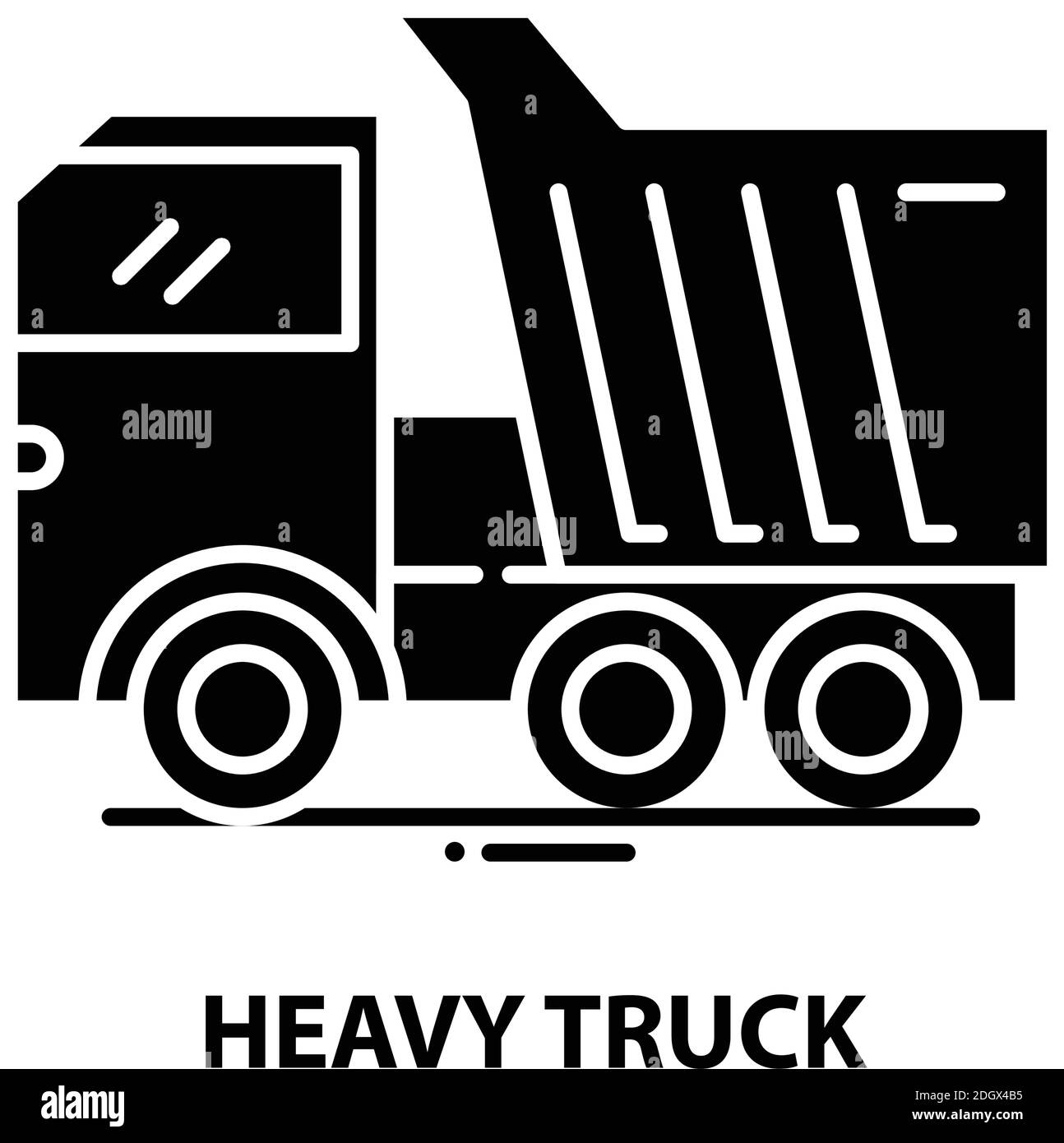 heavy truck icon, black vector sign with editable strokes, concept ...