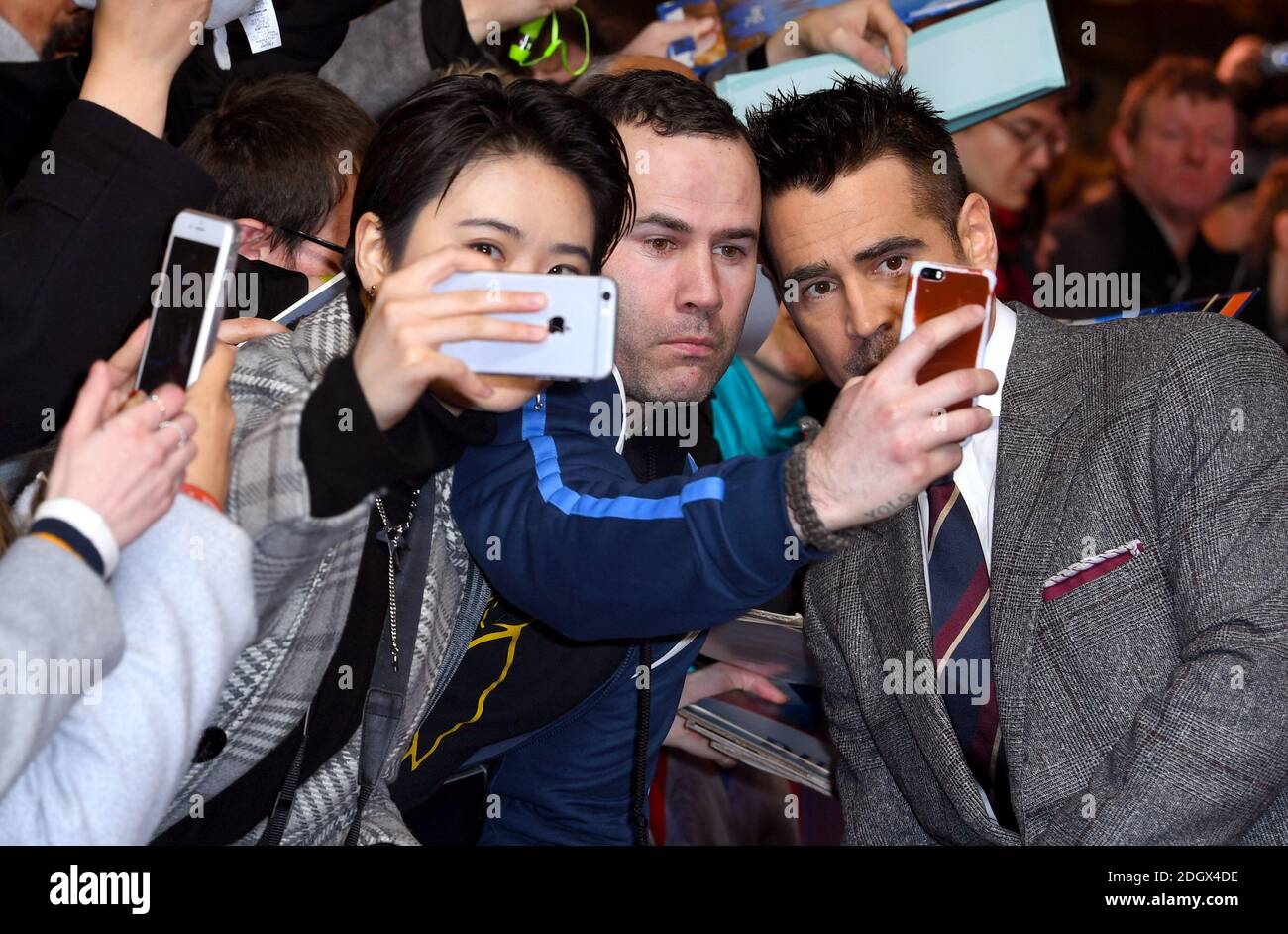 Colin Farrell with fans during the european premiere of Dumbo held at ...