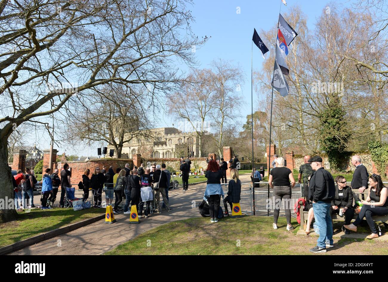 Well-wishers congregate outside St Mary's Church in Bocking during the ...