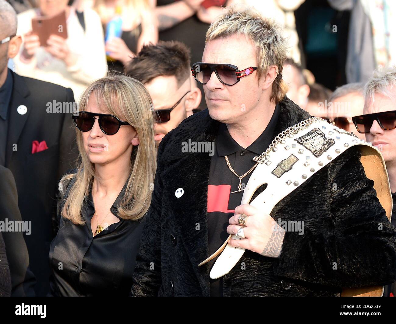 Liam Howlett (right) and Natalie Appleton during the funeral and ...