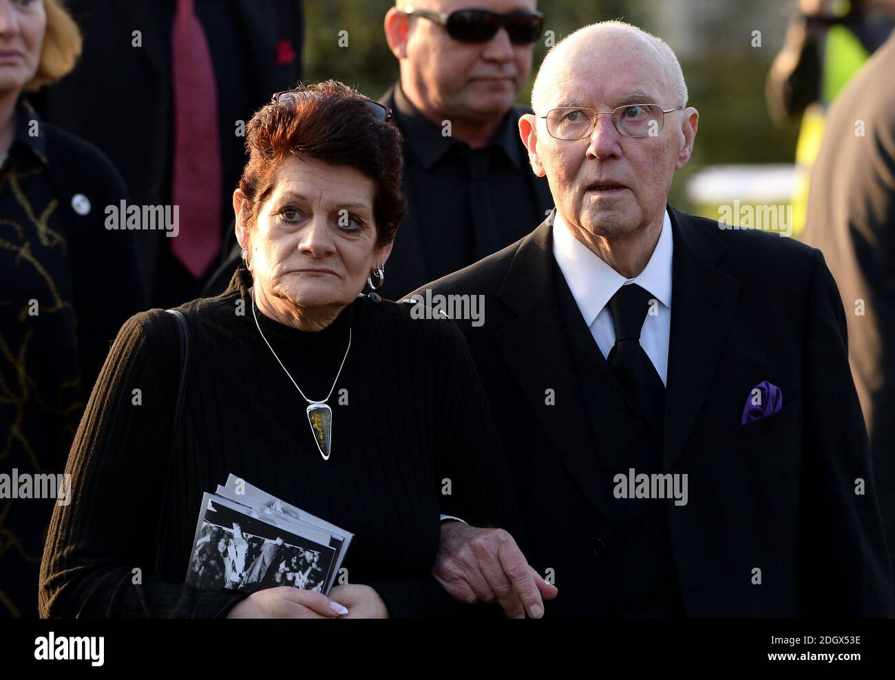 Keith Flint's dad Clive Flint (right) outside St. Mary's Church during ...