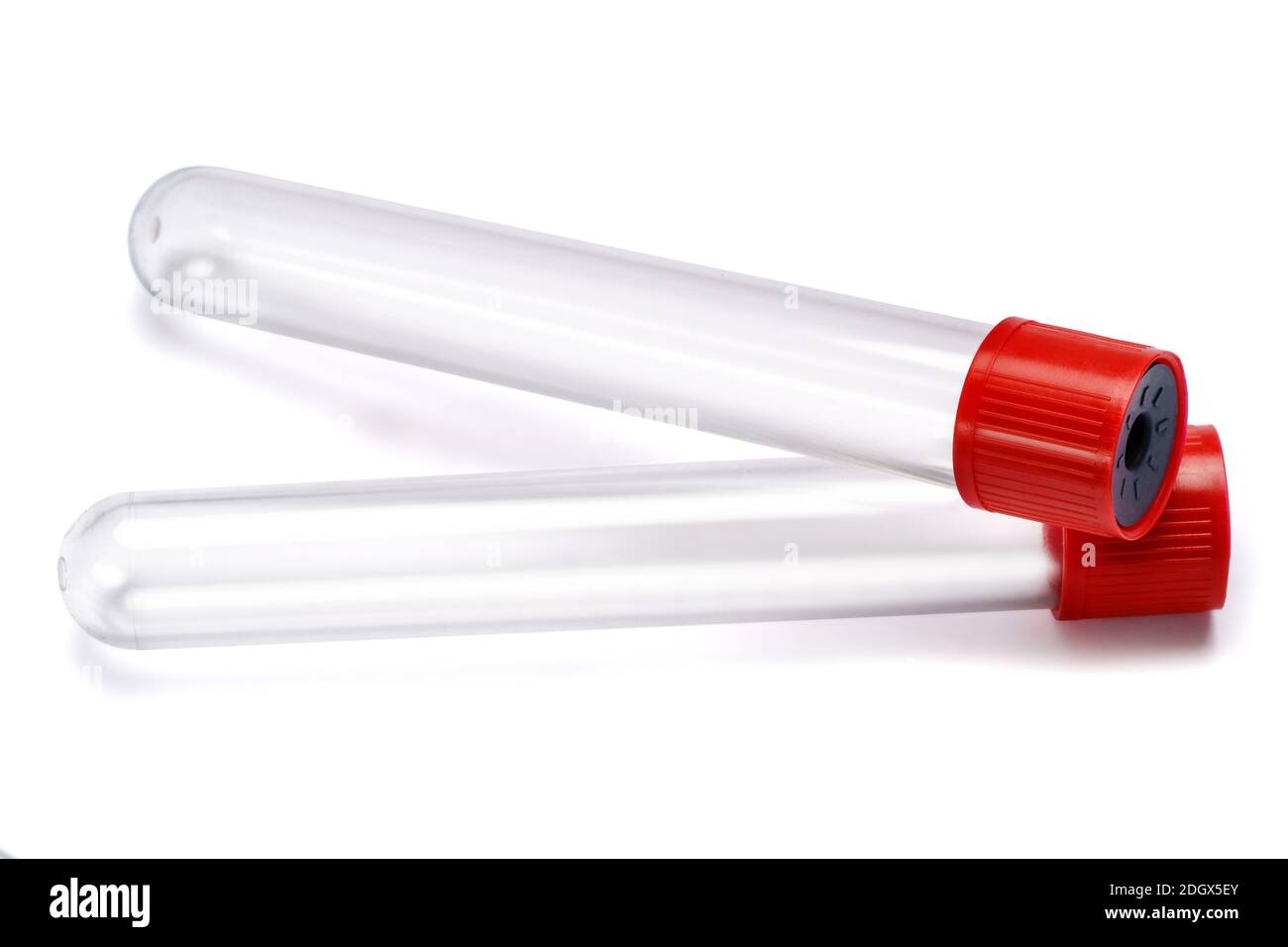 Test tube with red plug isolated on white background Stock Photo - Alamy