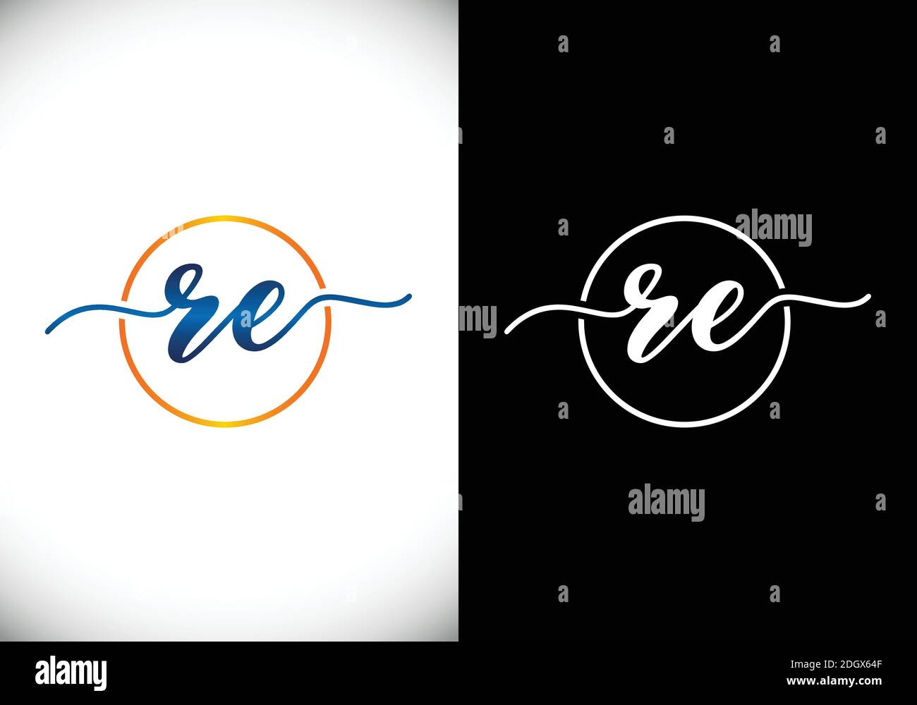 Initial Monogram Letter R E Logo Design Vector Template. Graphic ...