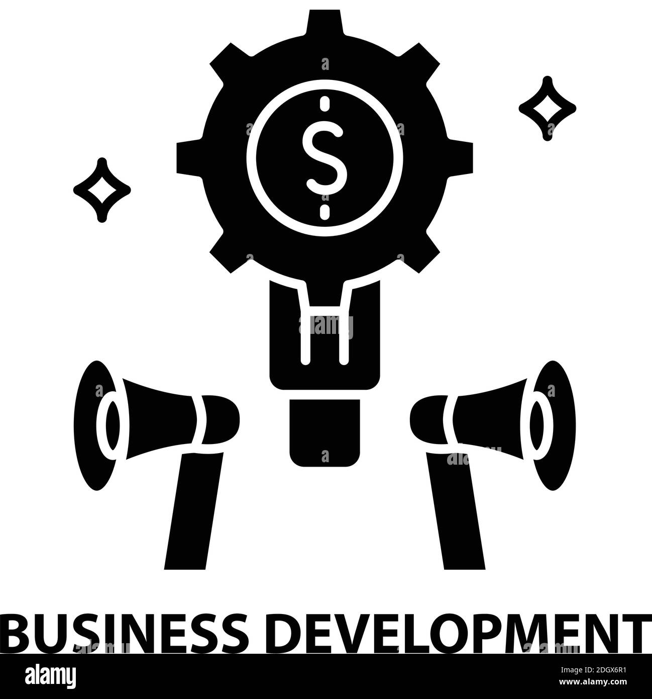 business development icon, black vector sign with editable strokes ...