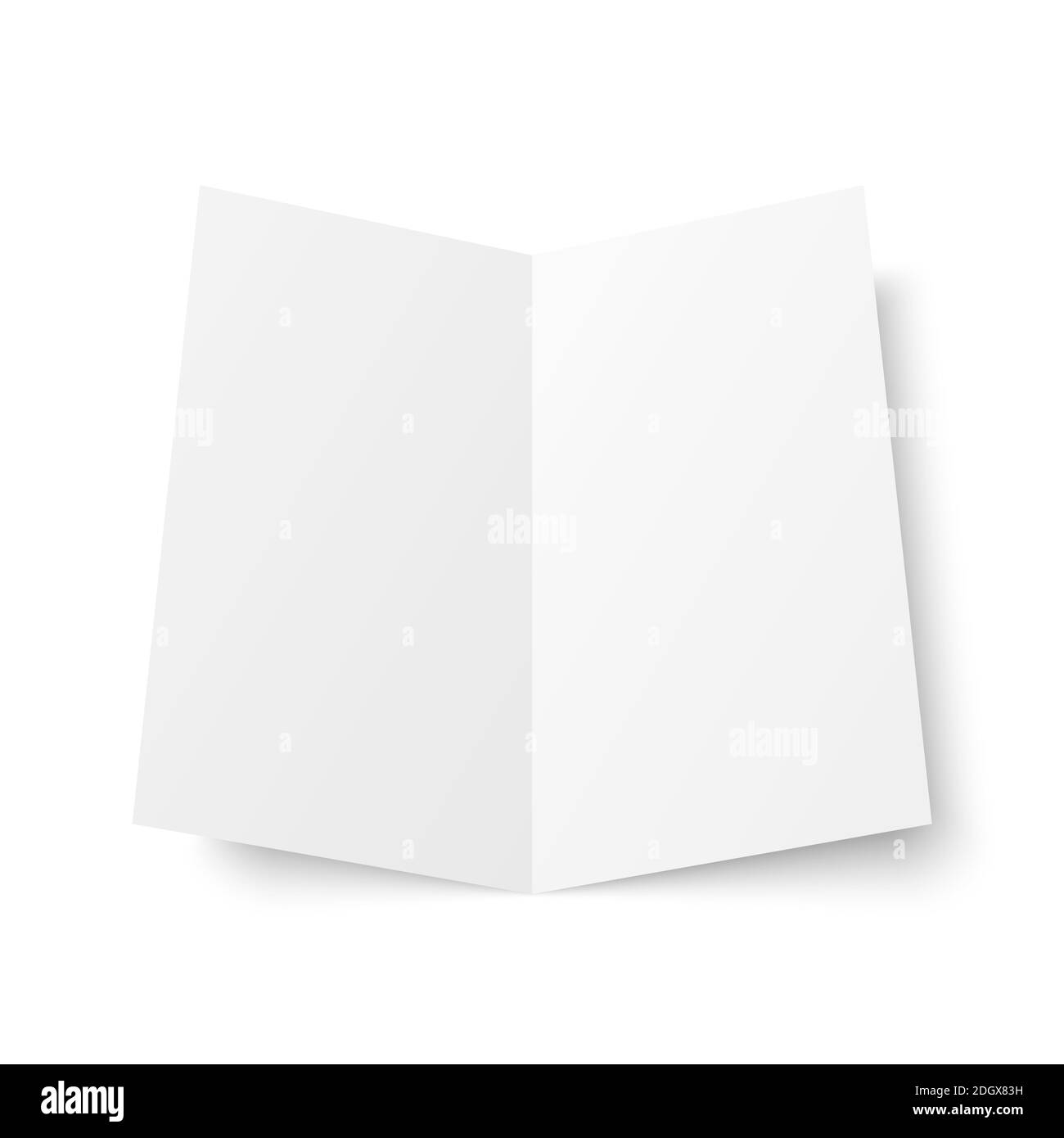 Vector blank white twofold booklet opened on white background. Front ...