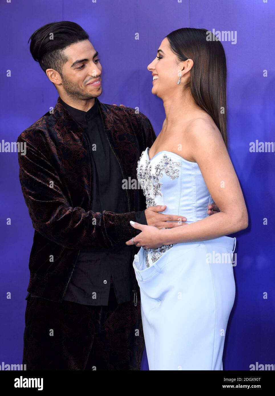 Mena Massoud and Naomi Scott attending the Aladdin European Premiere ...