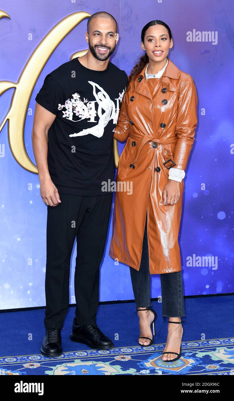 Marvin Humes and Rochelle Humes attending the Aladdin European Premiere ...