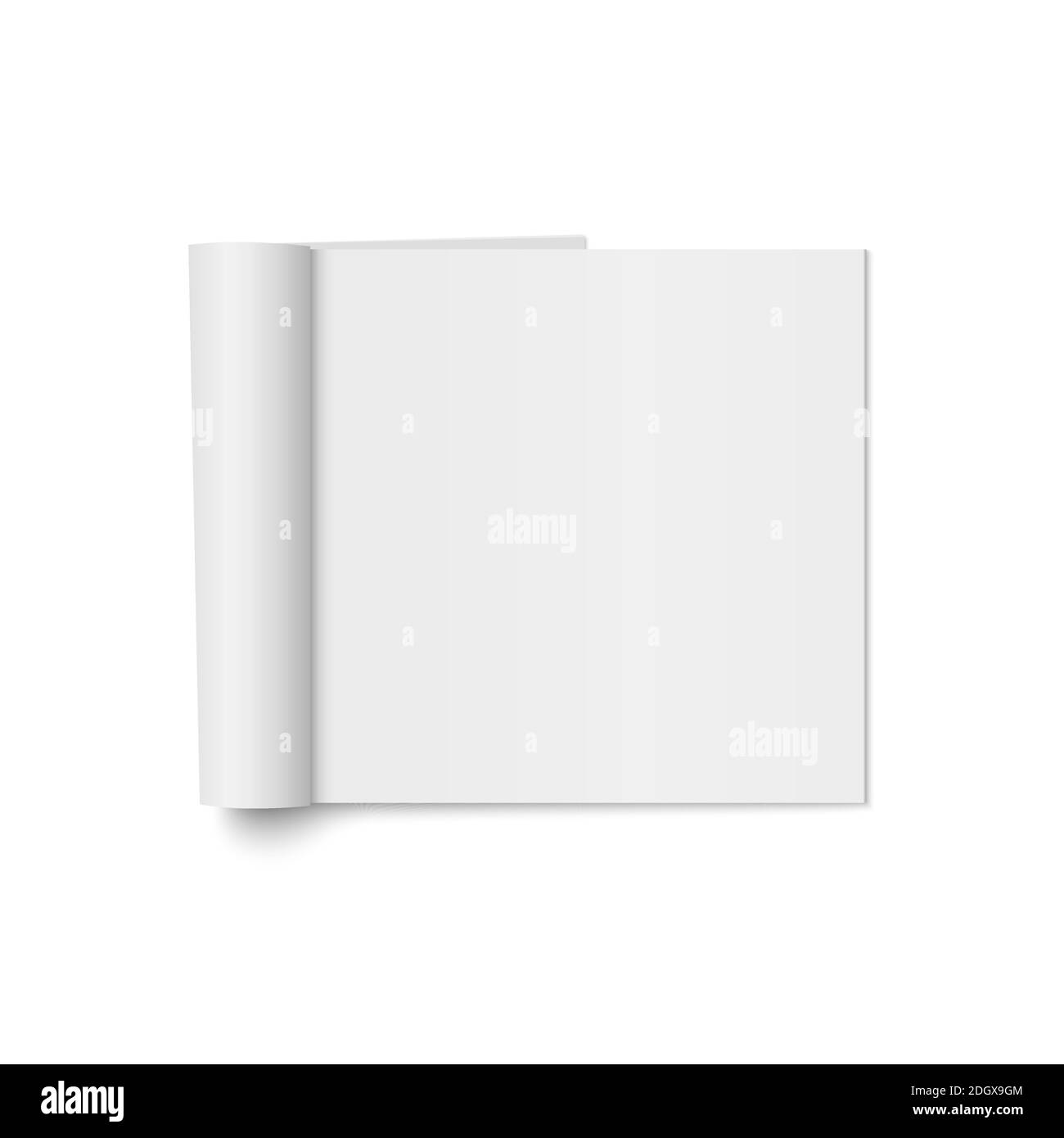 Vector mock up of realistic magazine with curled paperback isolated ...