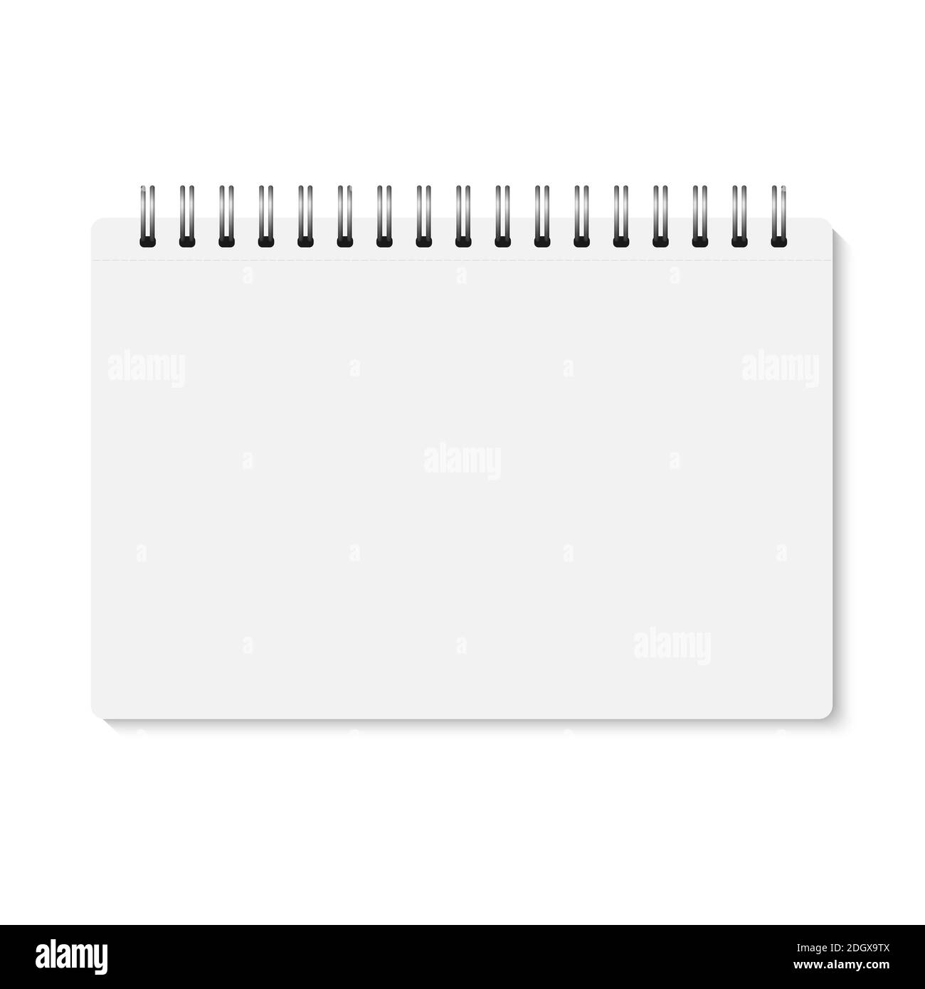 Vector white realistic closed spiral bound notebook. Horizontal blank ...